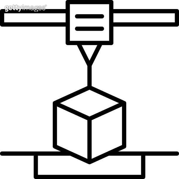 3D Printer Design Draft Concept Vector line Icon Design, additive ...
