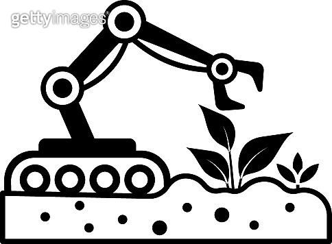 Autonomous Agricultural Robot Concept, end effector Vector color Icon ...