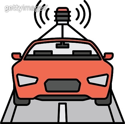 Robo car gps radar Concept, Autopilot Lidar Device Vector Color Icon ...