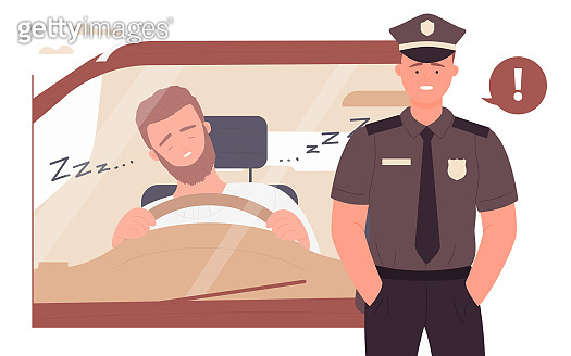 Danger of sleeping while driving car automobile, young sleepy driver ...