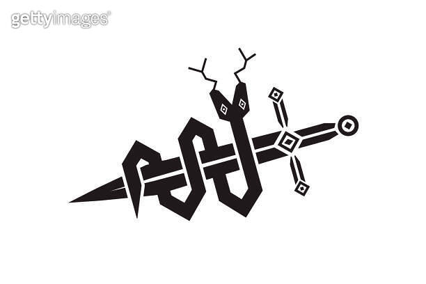 Snake with dagger vector illustration for t-shirt and other uses 이미지 ...