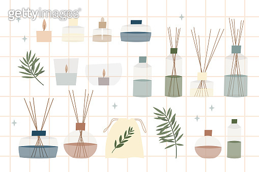 Aromatherapy. Aroma diffuser, aromatic essential oil. Vector flat ...