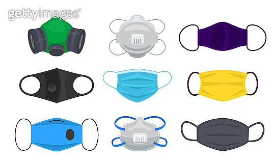 Different types of masks: surgical, with filter, neoprene, fabric ...