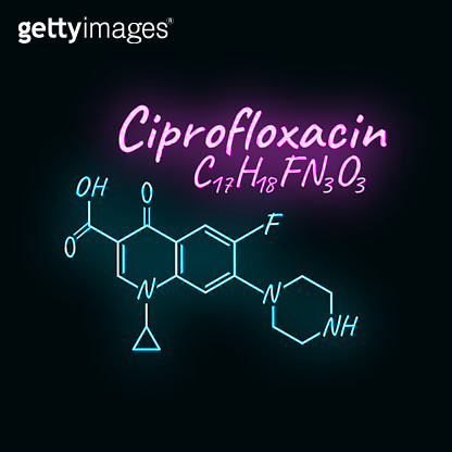 Ciprofloxacin antibiotic chemical formula and composition, concept ...