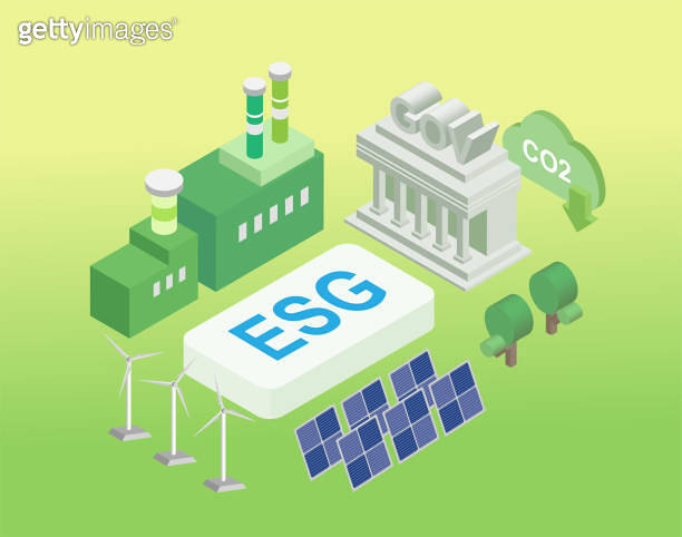 Sustainable ESG industry with windmills and solar energy panels ...