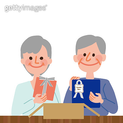 Respect-for-Senior-Citizens Day: An elderly couple receives a gift 이미지 ...