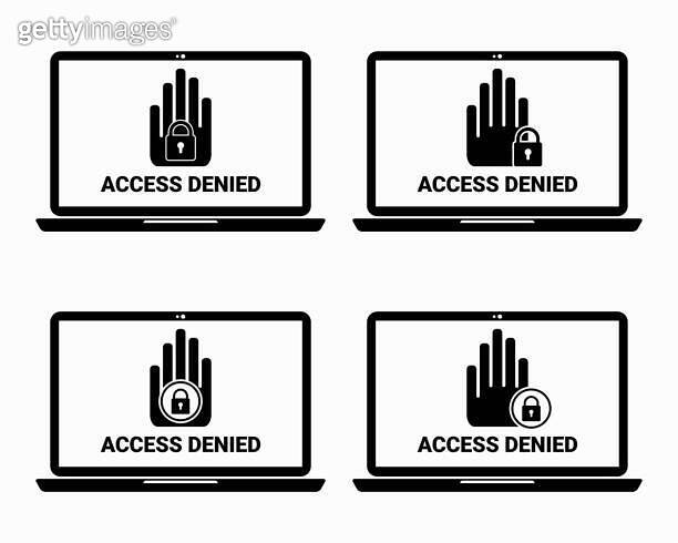 Access denied sign on a laptop screen. Not allowed sign design concept ...