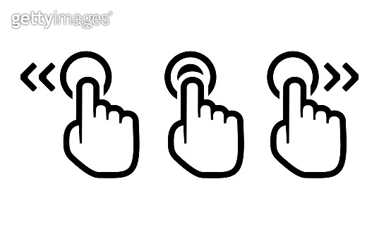 Swipe left, right gestures. Slider hand, finger push button. 이미지 ...
