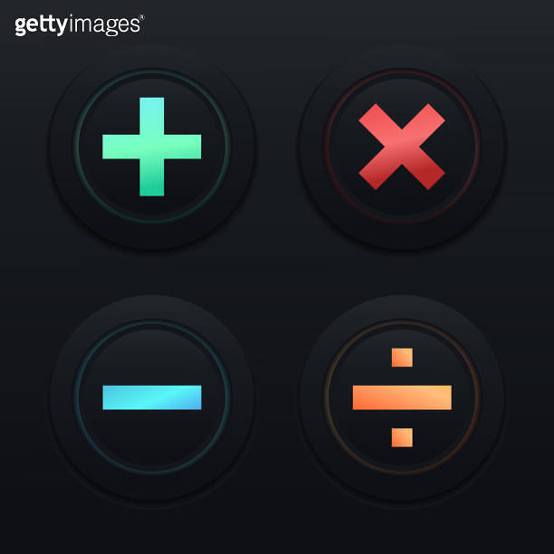 Calculator sign button. Plus, minus, multiplication, and division sign ...
