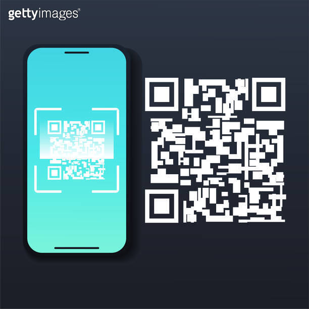 Barcode on screen. Smartphone screen with scan QR code. Digital ...