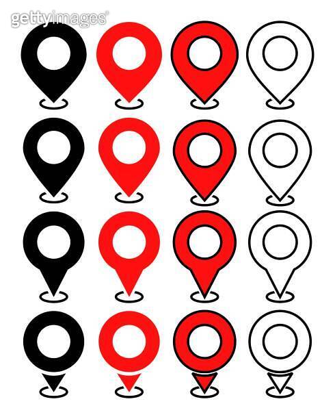 Set of map pin. Pinpoint icon. 이미지 (1342328930) - 게티이미지뱅크