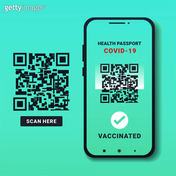 Health passport of vaccination on smartphone screen. Digital passport ...
