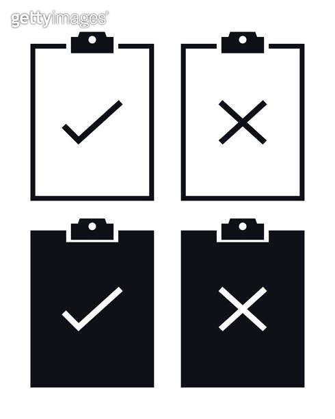 Clipboard with check mark icon. Symbols yes and no. Task, report ...