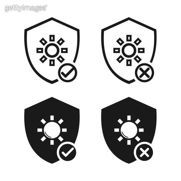 Heat resistant sign symbol. Shield with hot, sun icon. Refractory ...