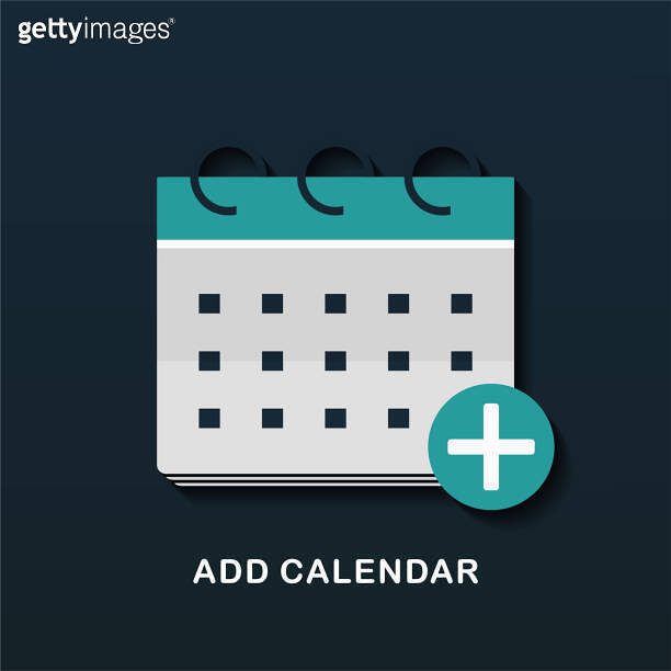 Calender with add icon. Add new appointment on calender. Event planner ...