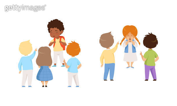 Bullying at School Concept, Boys and Girls Mocking Classmates, Violent ...