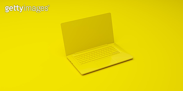 Laptop in Yellow 3D rendering in minimal style 이미지 (1353547168) - 게티이미지뱅크