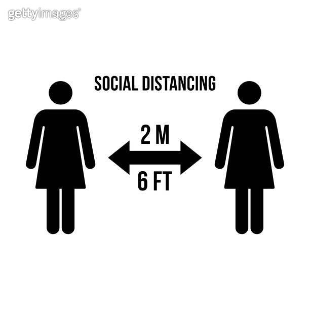 Social distancing icon vector symbol of keep safe distance sign in a ...
