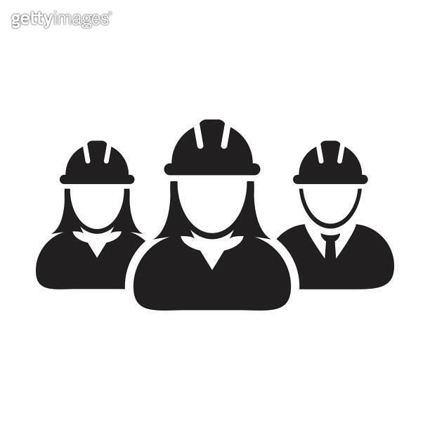 Contractor worker icon vector group of construction builder people ...