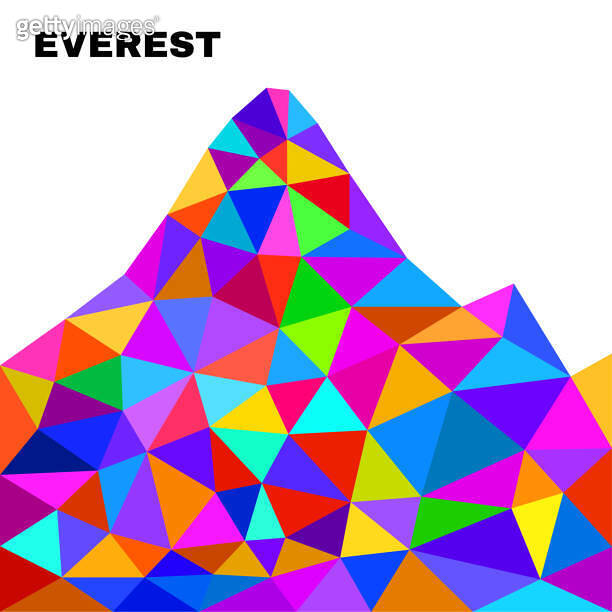 Silhouette mount Everest in polygonal style. Mountain landscape with ...