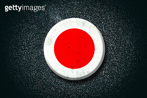 Japan flag. Round badge, on a dark background. Signs and Symbols. 3D ...