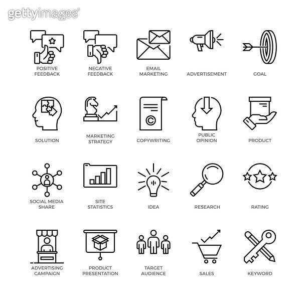 Simple Set of Marketing Related Color Vector Line Icons. Contains such Icons as Email Marketing ...