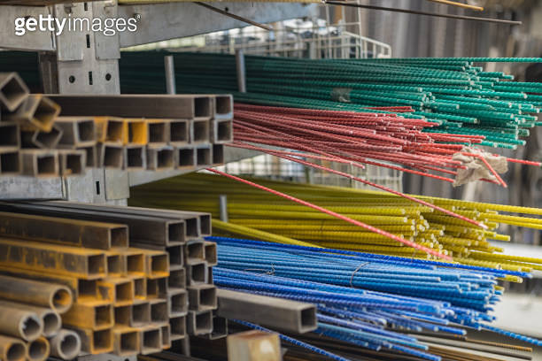 Fiberglass reinforcement and metal profile rack. Spiral ribbed ...