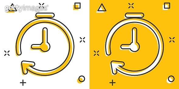 Vector cartoon clock timer icon in comic style. Time alarm concept ...
