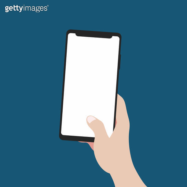 A beautiful hand grabbing a white blank screen smartphone template ...