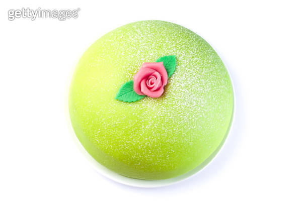 Traditional Swedish dessert Princess cake with green marzipan cover and ...