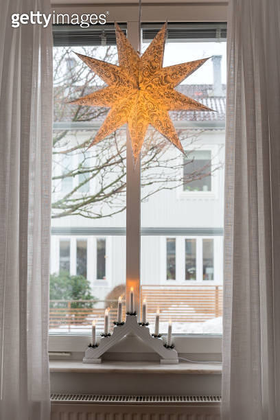 Decorative Christmas lantern star lamp and lamp with candles or candle ...