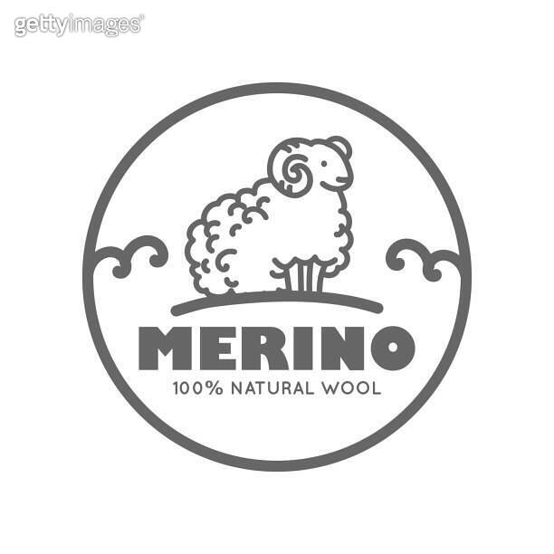 Merino natural wool vector sign 이미지 (1339247946) - 게티이미지뱅크