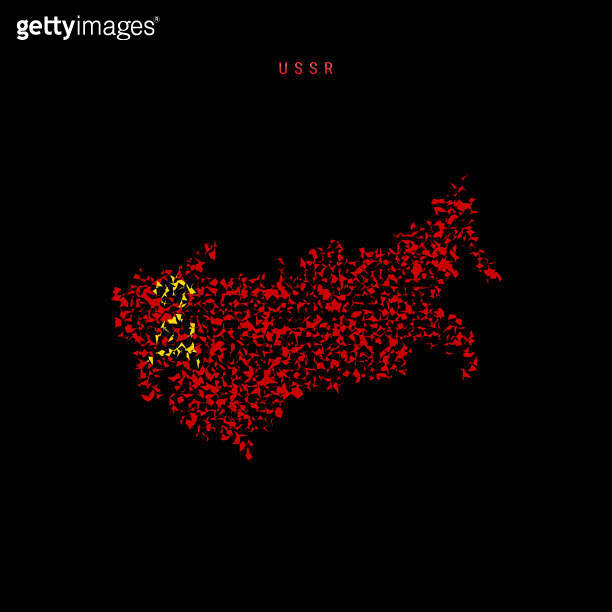 Soviet Union flag map, chaotic particles pattern in the USSR flag ...