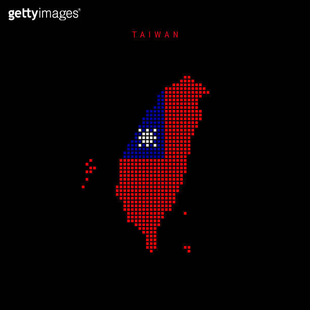 Square dots pattern map of Taiwan. Dotted pixel map with flag colors. Vector illustration 이미지 ...