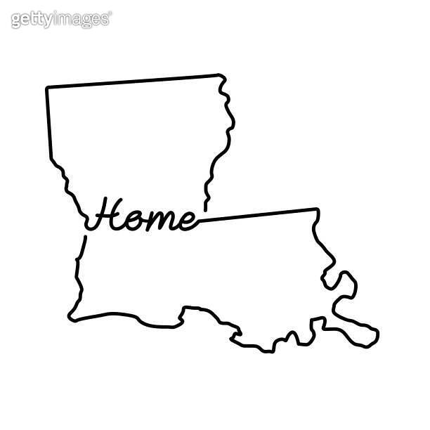 Louisiana US state outline map with the handwritten HOME word ...