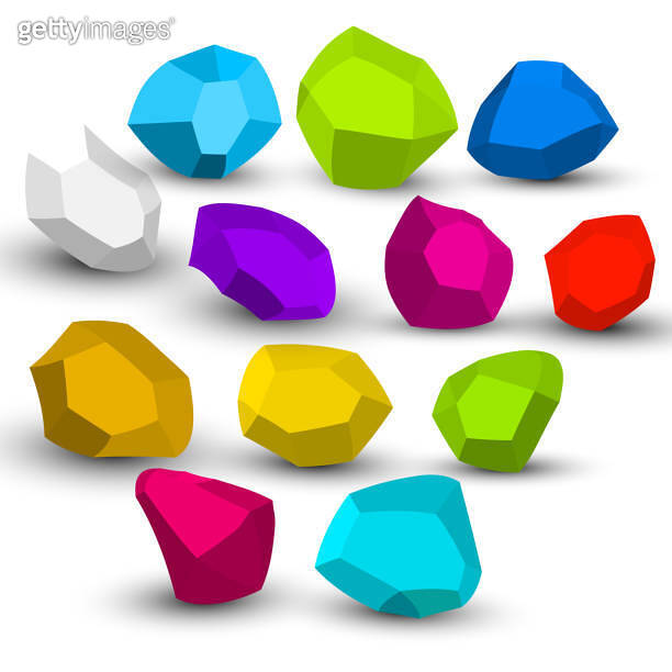 Cartoon stones. Rock stone isometric set. Colorful boulders, natural ...