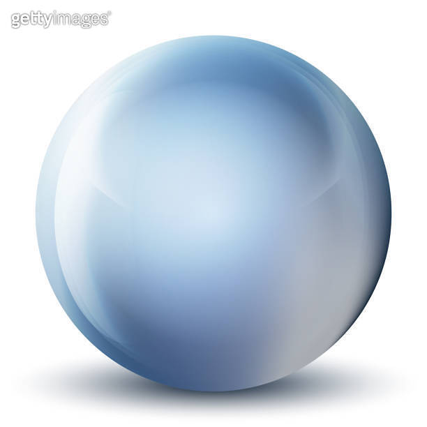 Glass blue ball or precious pearl. Glossy realistic ball, 3D abstract ...