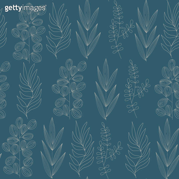 Seamless pattern of different types of field grasses and branches ...