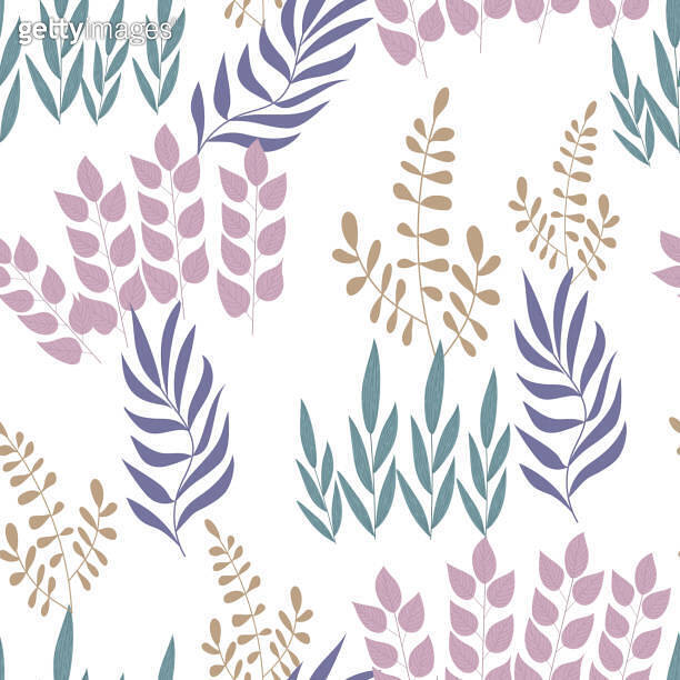 Seamless pattern of different types of field grasses and branches ...