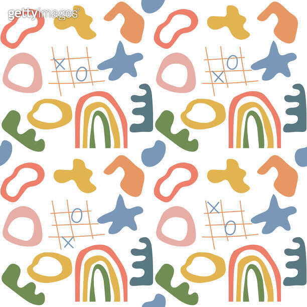 Seamless abstract pattern of simple organic shapes and lines. Natural ...