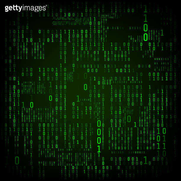 Matrix of binary numbers. Binary computer code. Green digital numbers. Futuristic or sci-fi ...