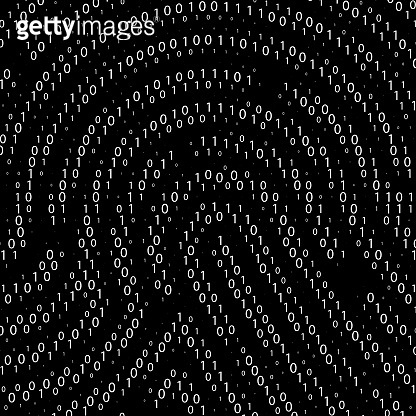 Binary code by fingerprint shape. Cyber security technology. Digital verification information ...