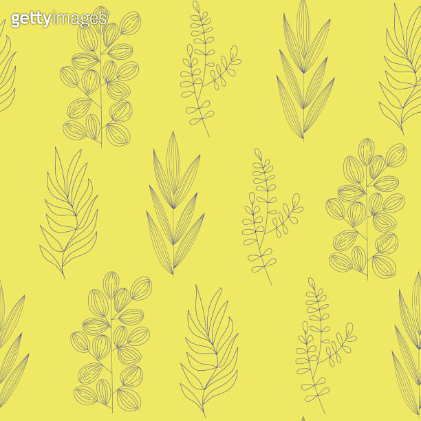 Seamless pattern of different types of field grasses and branches ...