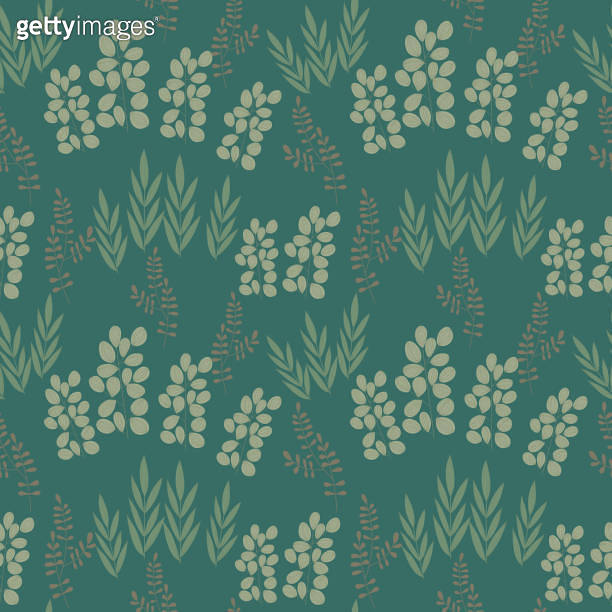 Seamless pattern of different types of field grasses and branches ...