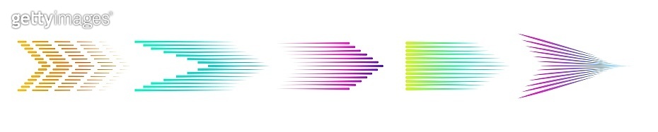 Halftone arrows. Colorful arrow, speed lines elements. Isolated graphic ...