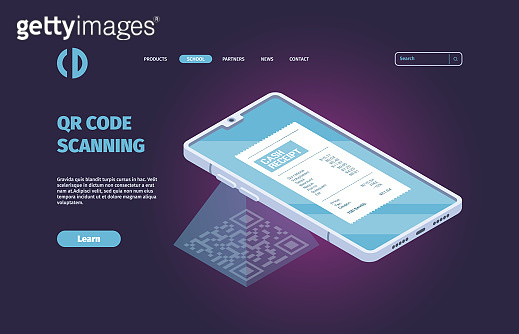 Qr code scanning landing. Smartphone verification code reading scanner ...