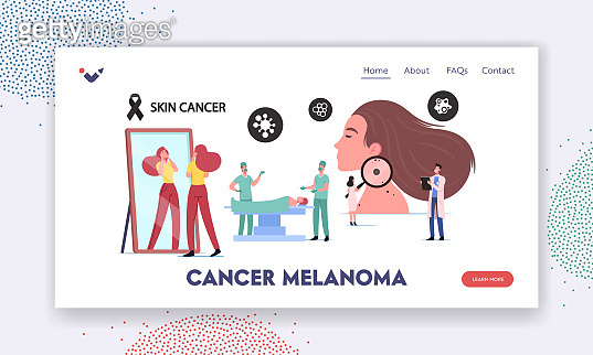 Skin Cancer Landing Page Template. Tiny Doctor Oncologist Character ...