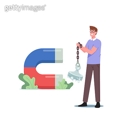 Male Character with Huge Neodymium Round Magnet Disk, Magnetic ...