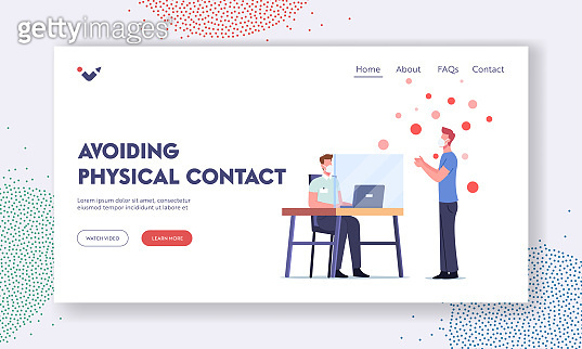 Avoiding Physical Contact Landing Page Template. Character in Mask ...