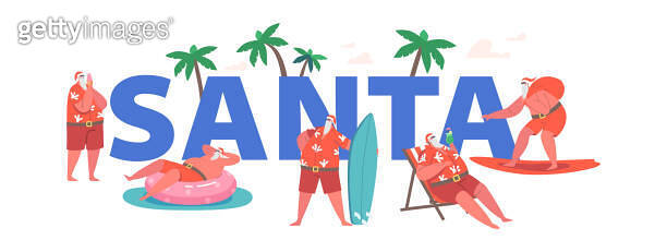 Santa Claus on Vacation. Christmas Character Travel to Tropical Resort ...